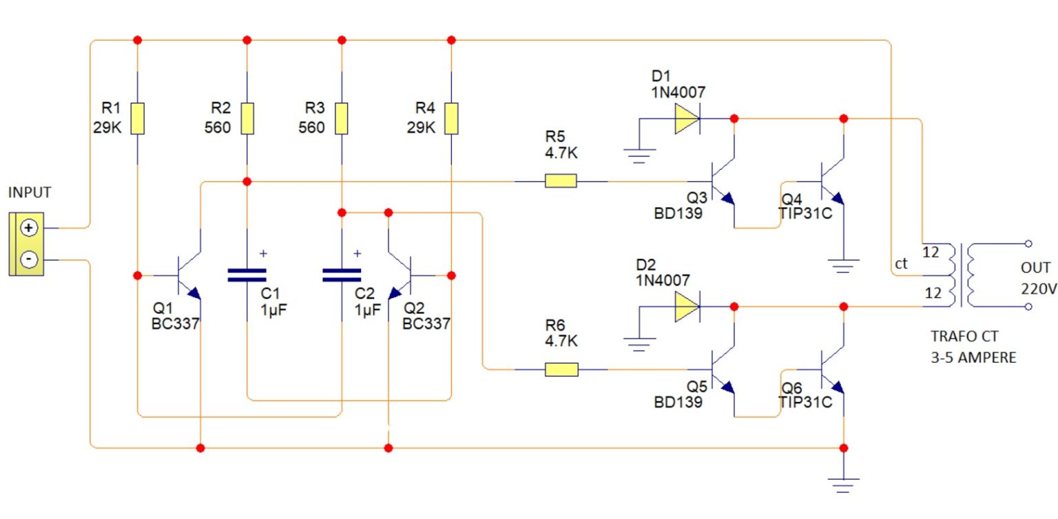 √ Skema Rangkaian Inverter 12V to 220V menggunakan trafo CT ...